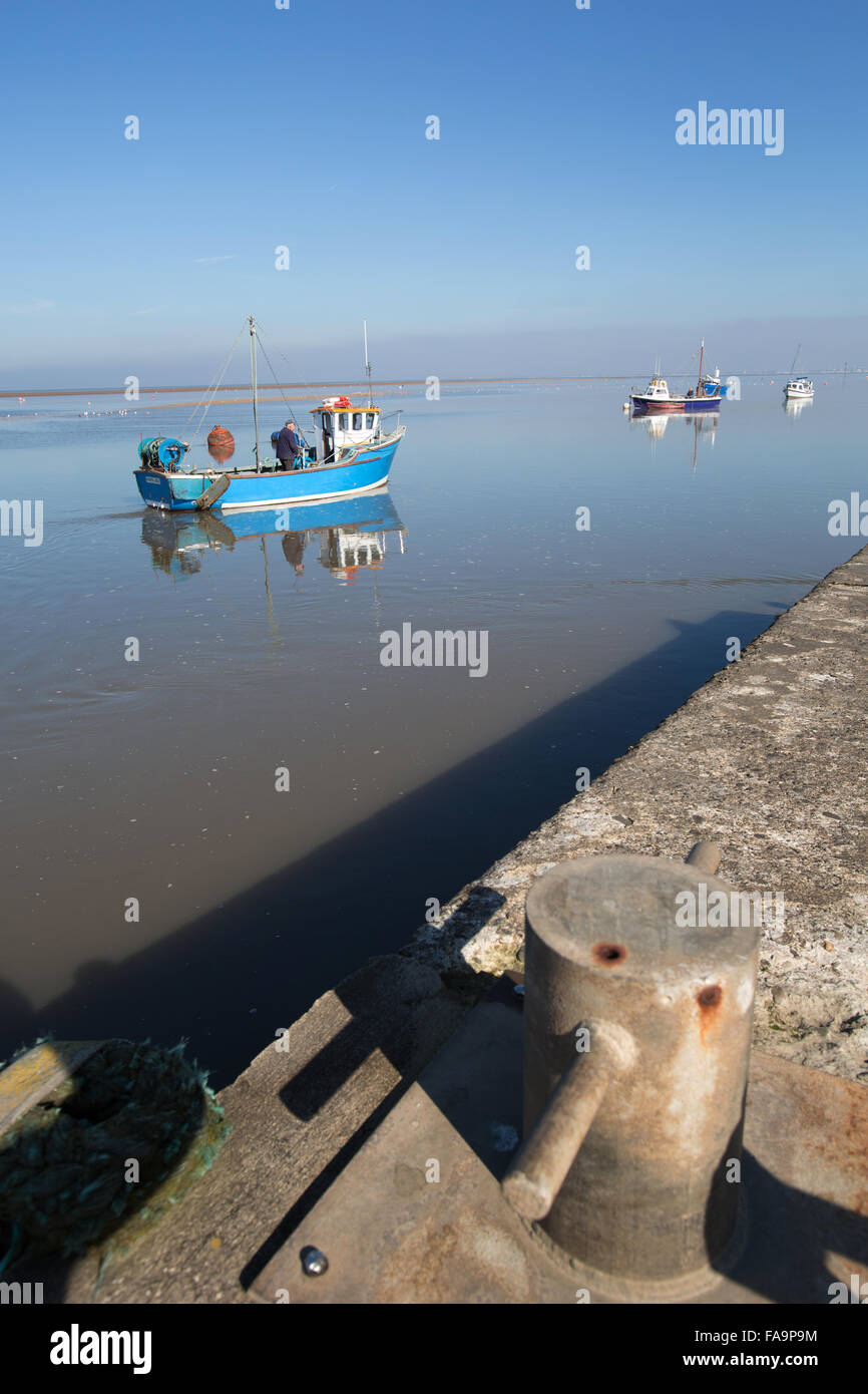 Wirral Peninsula, England. Picturesque view of small fishing boats on ...