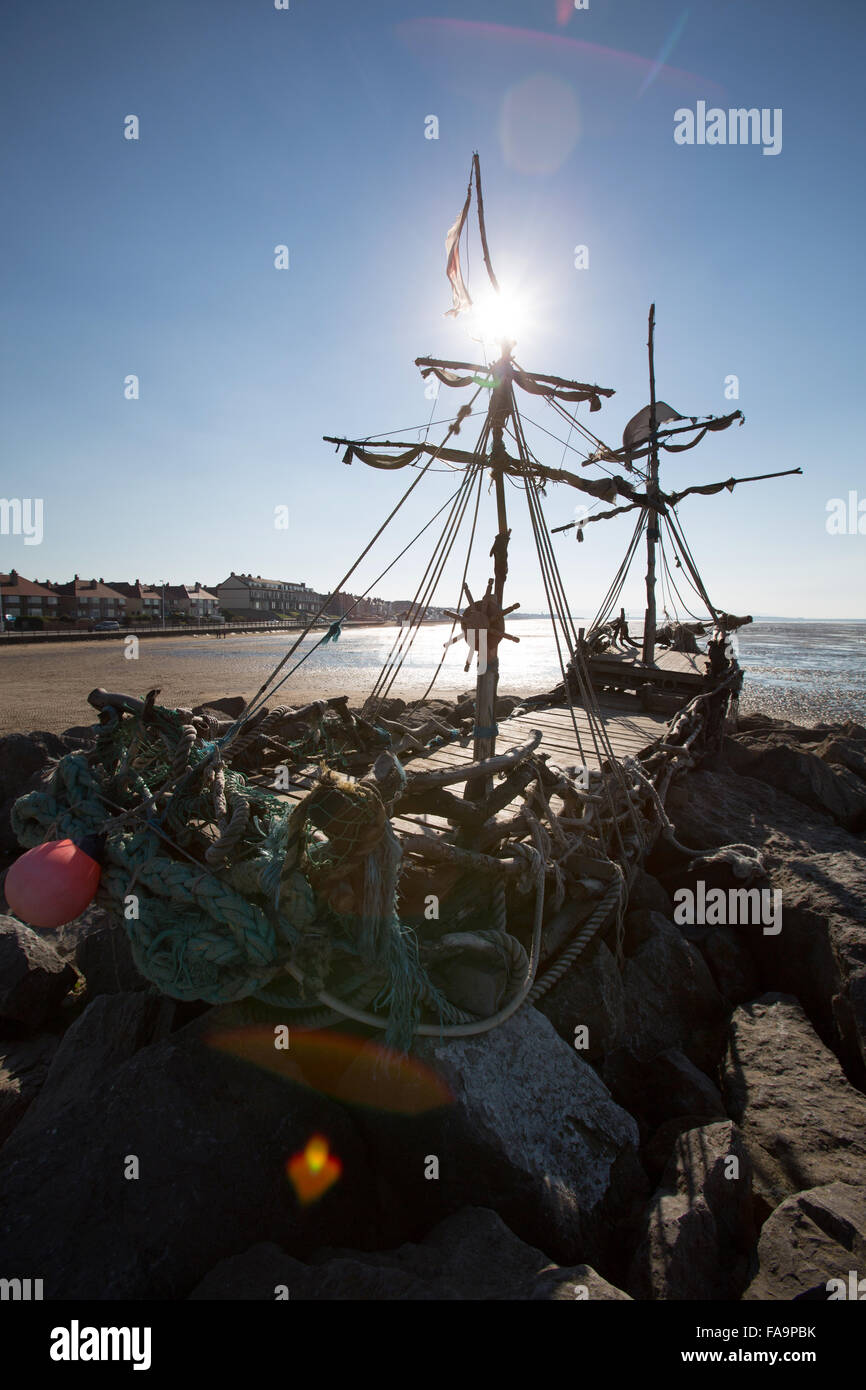 Wirral Peninsula, England. Picturesque silhouetted view of the Grace ...
