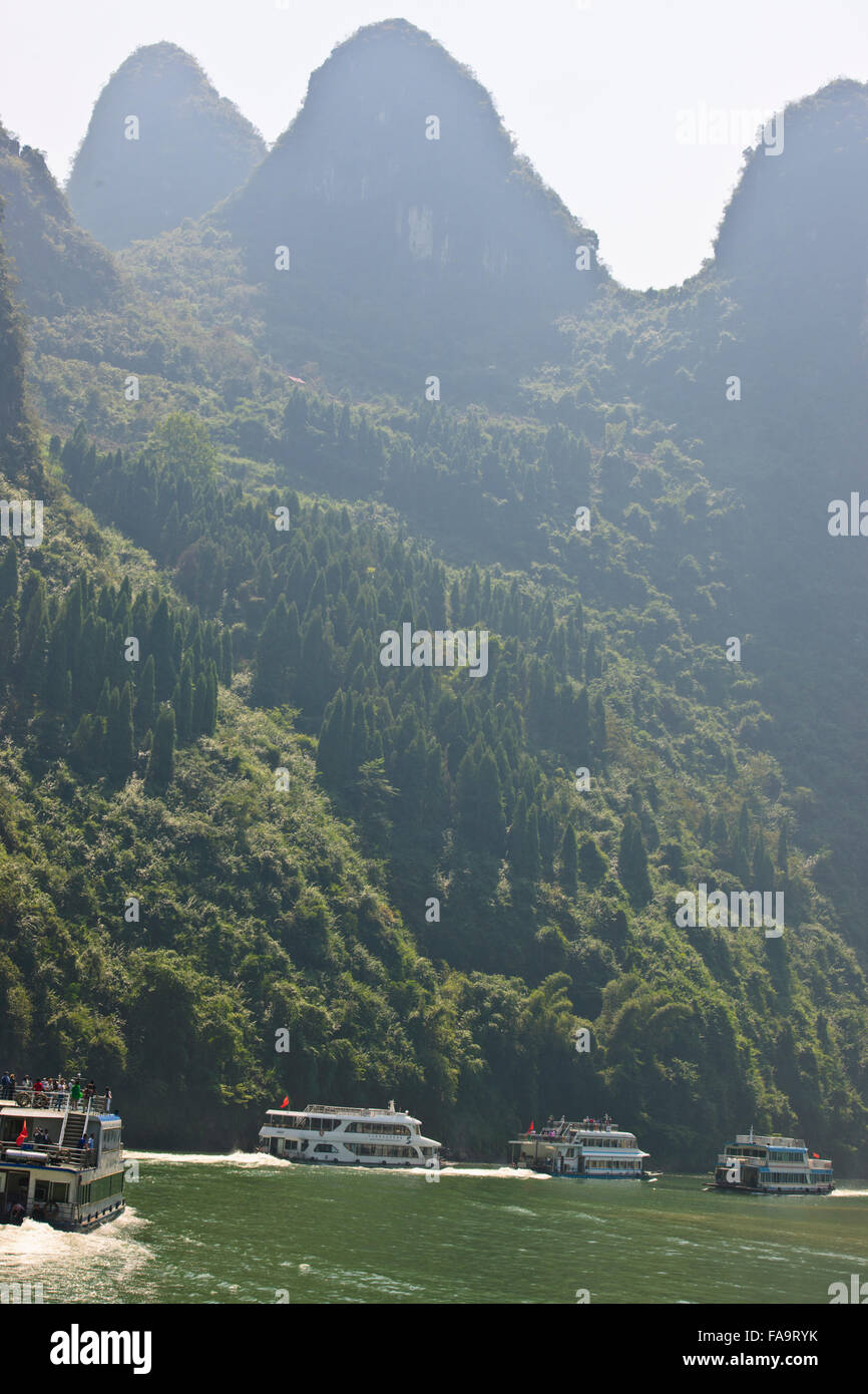 Li River,Karst Mountain Peaks,River Boats,Green 980 foot peaks,Guilin ...