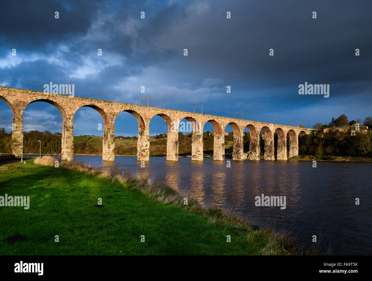 The Royal Border Bridge crossing the River Tweed at Berwick upon Tweed ...