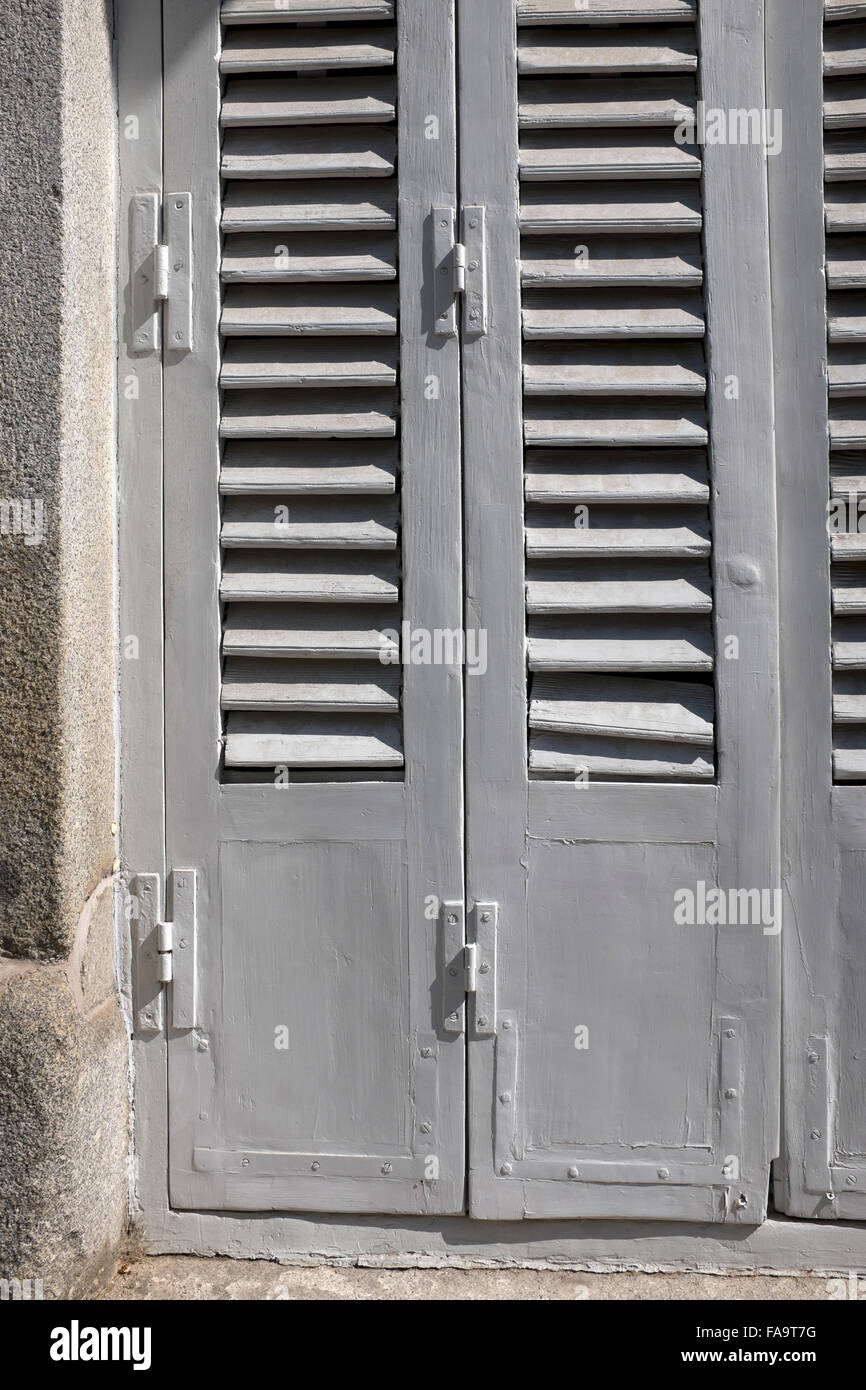 Grey window shutters hi-res stock photography and images - Alamy
