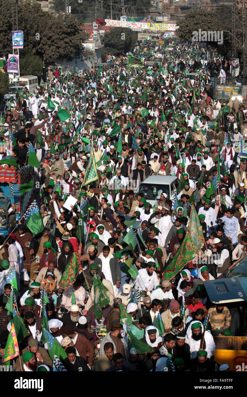 Lahore, Pakistan. 24th Dec, 2015. Pakistani Muslims march during the ...