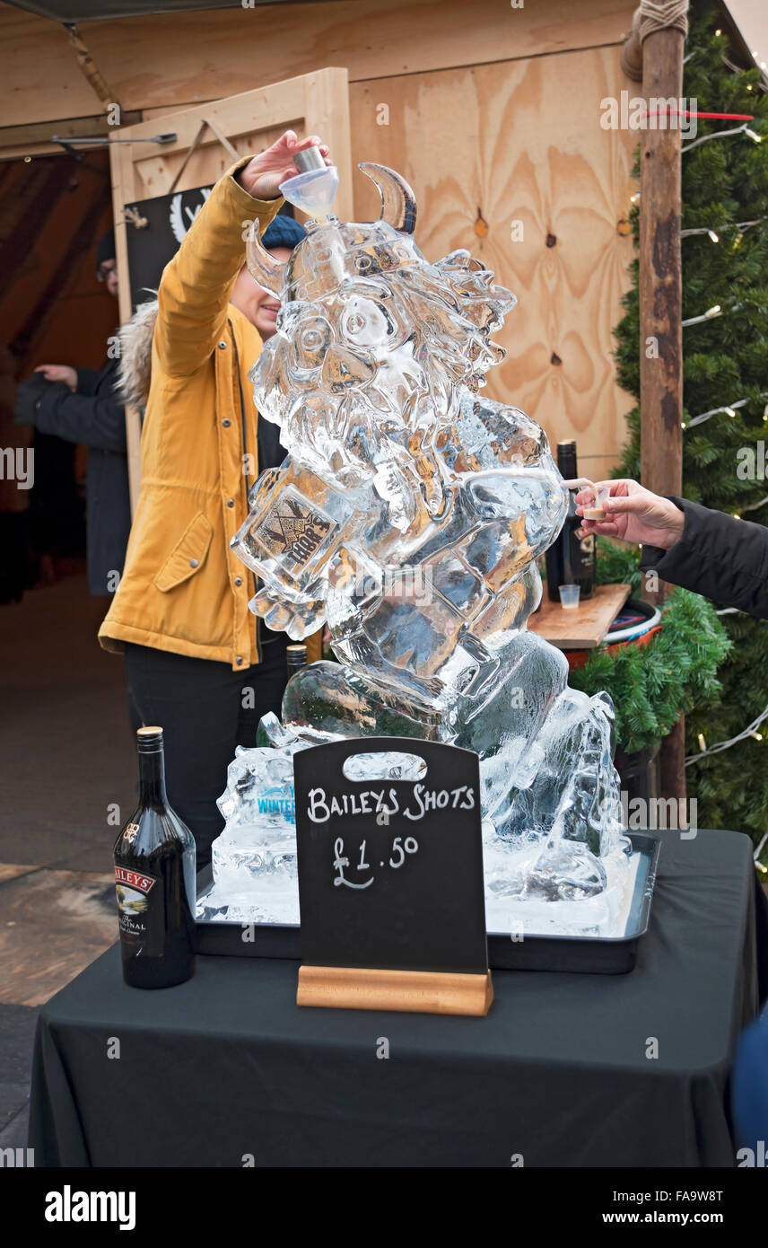 Ice sculpture of a Viking on the Ice Trail in winter York North ...