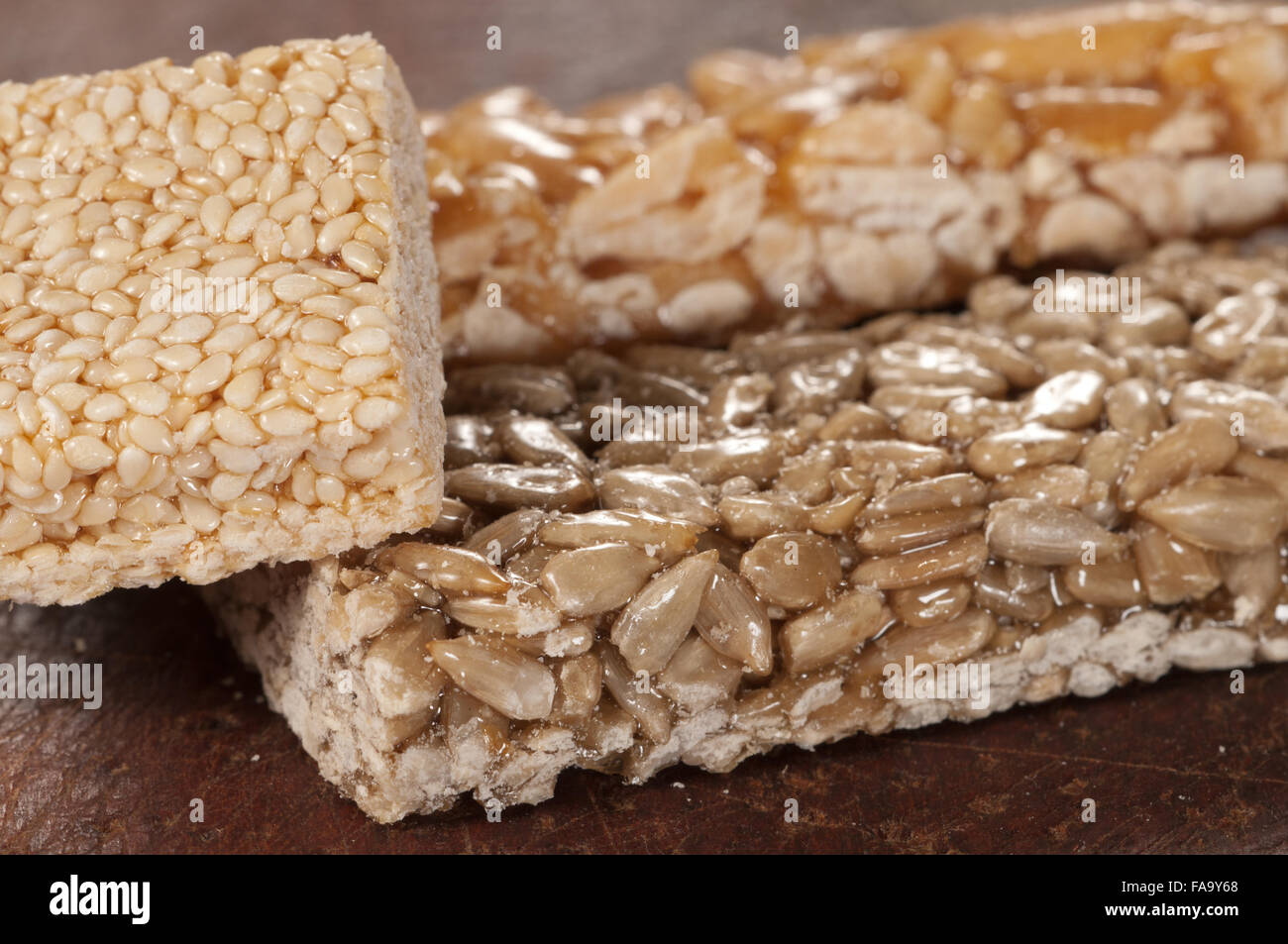 Brittle collection on a timber board, macro sho Stock Photo - Alamy