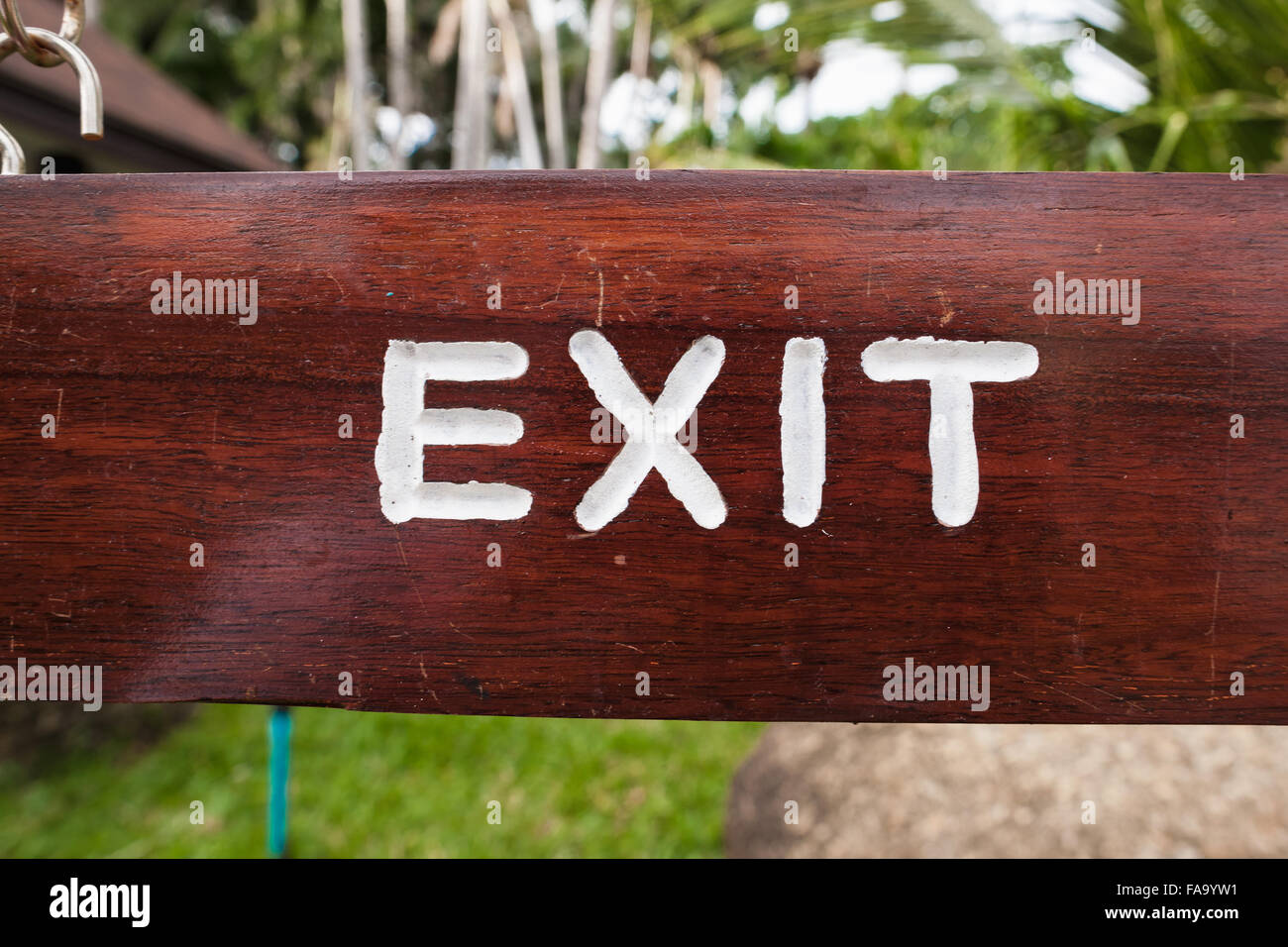 Exit sign at park Stock Photo - Alamy
