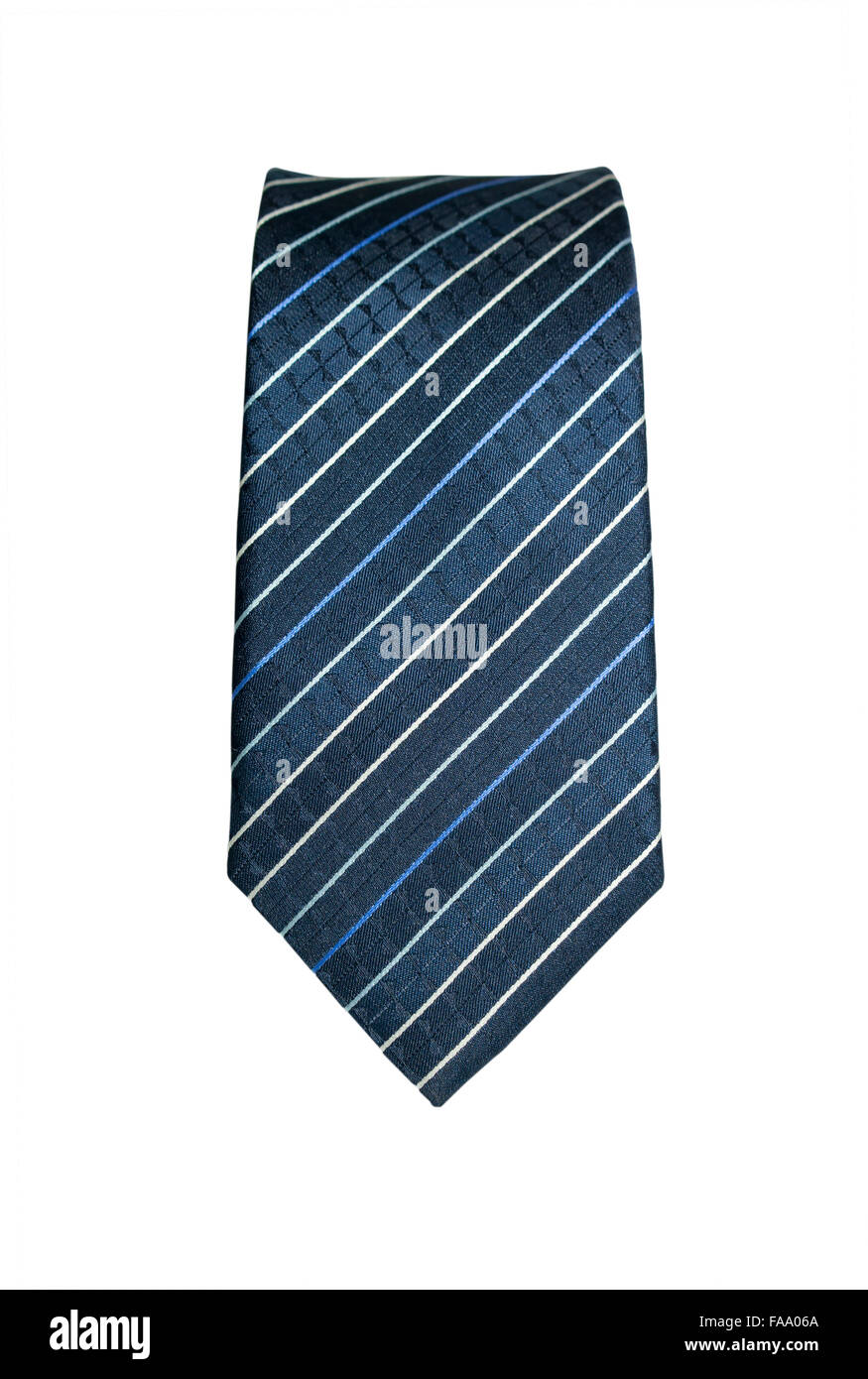 Blue striped tie isolated on white background Stock Photo - Alamy