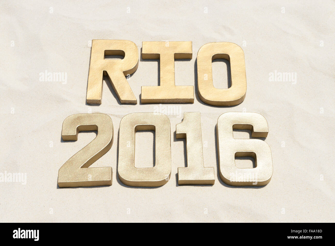 RIO DE JANEIRO, BRAZIL - MARCH 20, 2015: Golden Rio 2016 message on ...