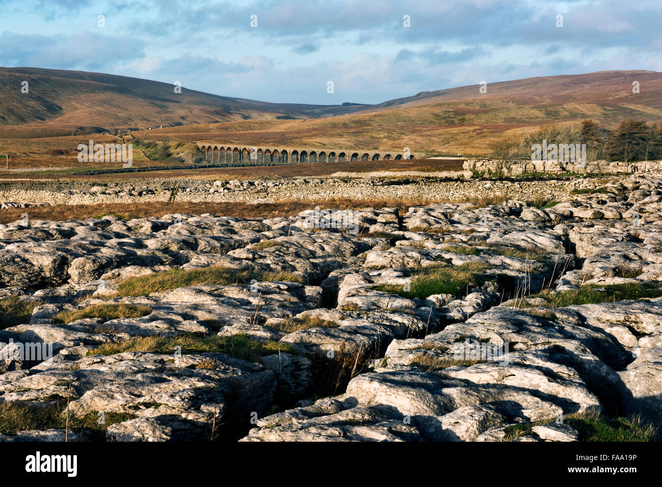 Batty Moss, aka Ribblehead, Viaduct seem from the limestone pavement to ...