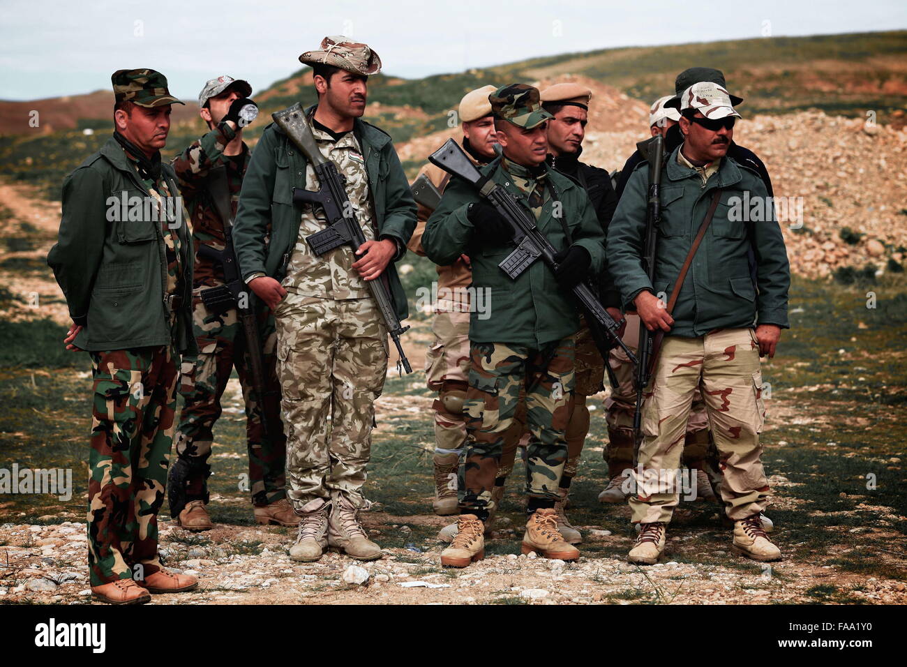 Iraq. 24th Feb, 2015. A Peshmerga squad armed with German G3 assault ...
