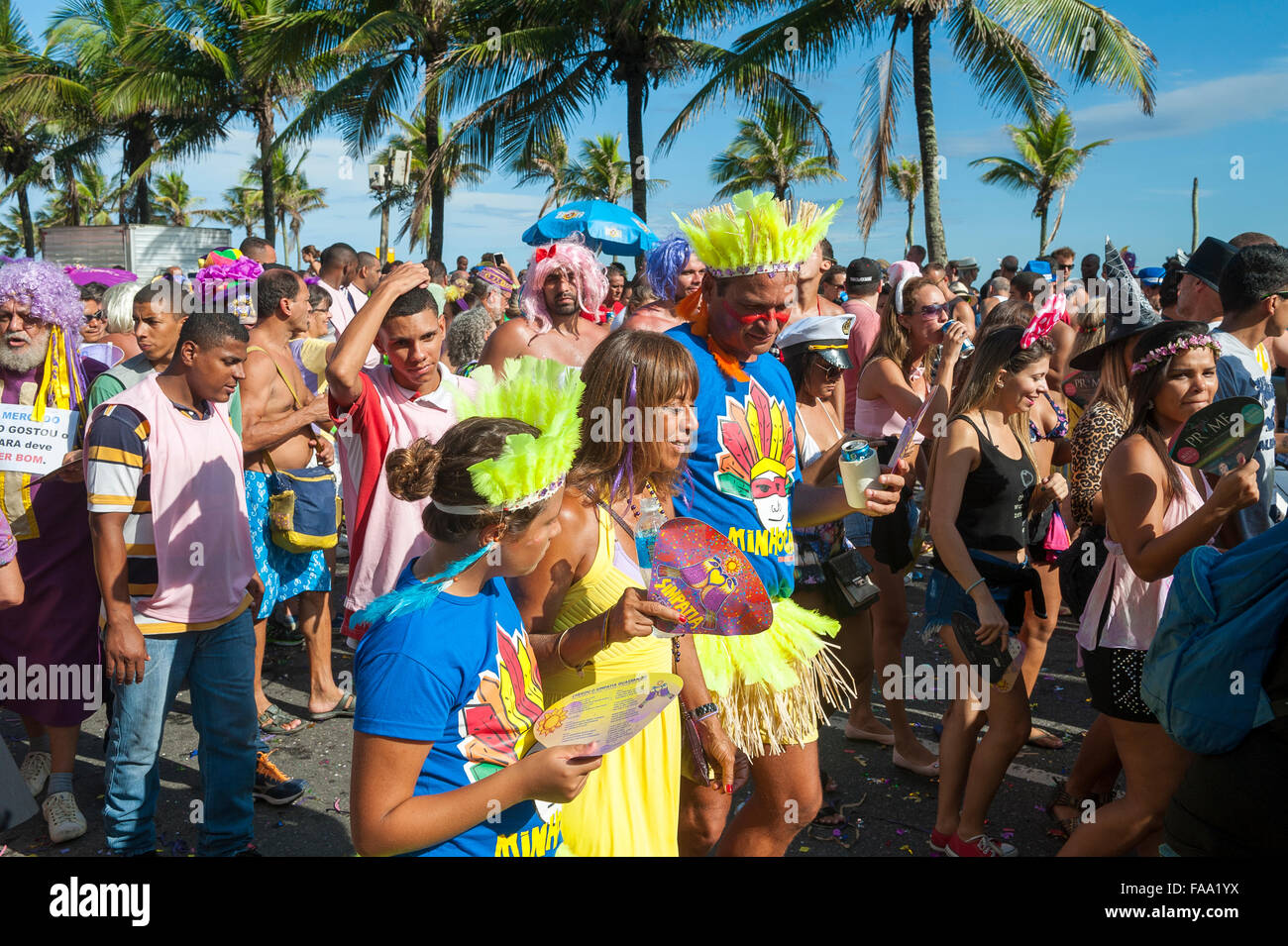 RIO DE JANEIRO, BRAZIL - FEBRUARY 07, 2015: Brazilians celebrate at the ...