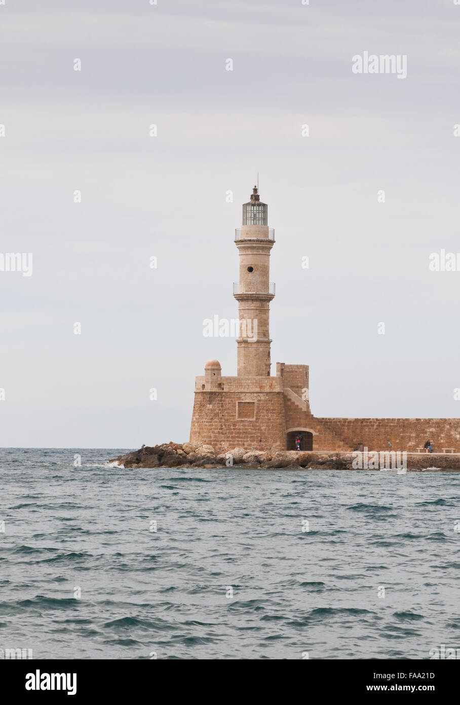 The famous lighthouse of Chania city in Crete island of Greece Stock ...