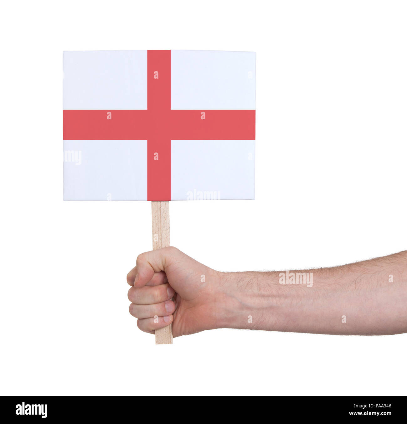 Hand holding small card, isolated on white - Flag of England Stock ...