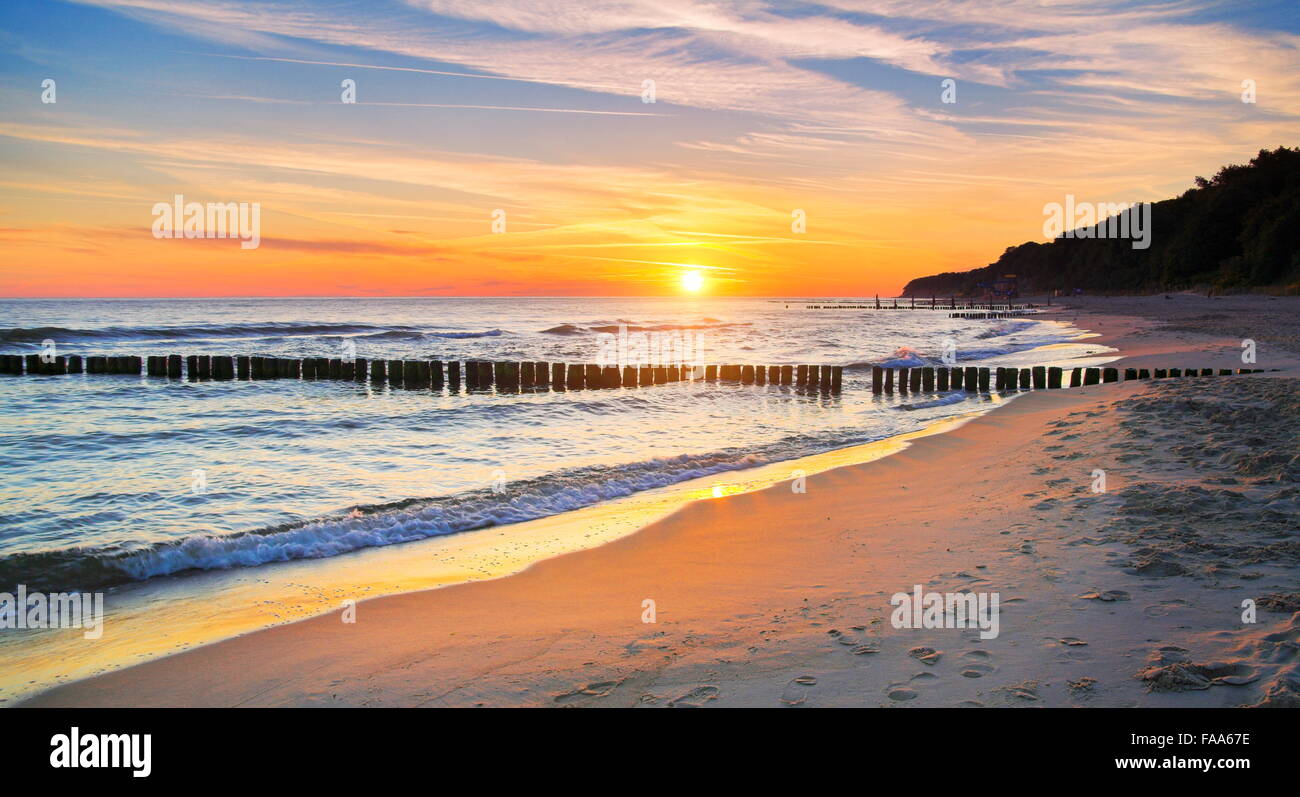 Baltic Sea landscape at sunset, Pomerania, Poland Stock Photo - Alamy