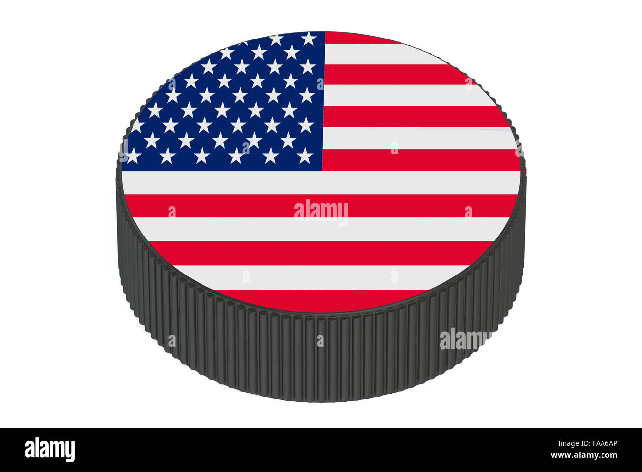 Puck with flag of USA isolated on white background Stock Photo - Alamy