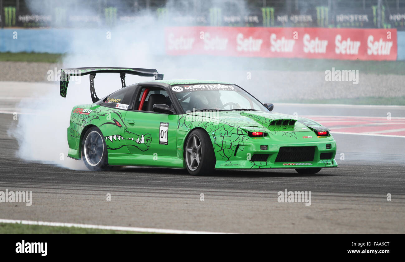 Driver Ali Inal performs drift during FIA World Rallycross Championship ...