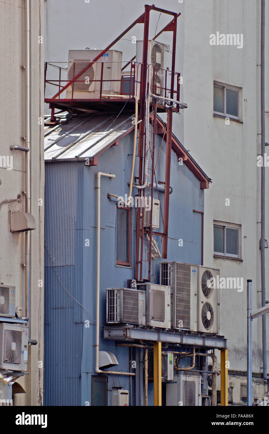 Old Tokyo building with air conditioning units, Japan Stock Photo - Alamy