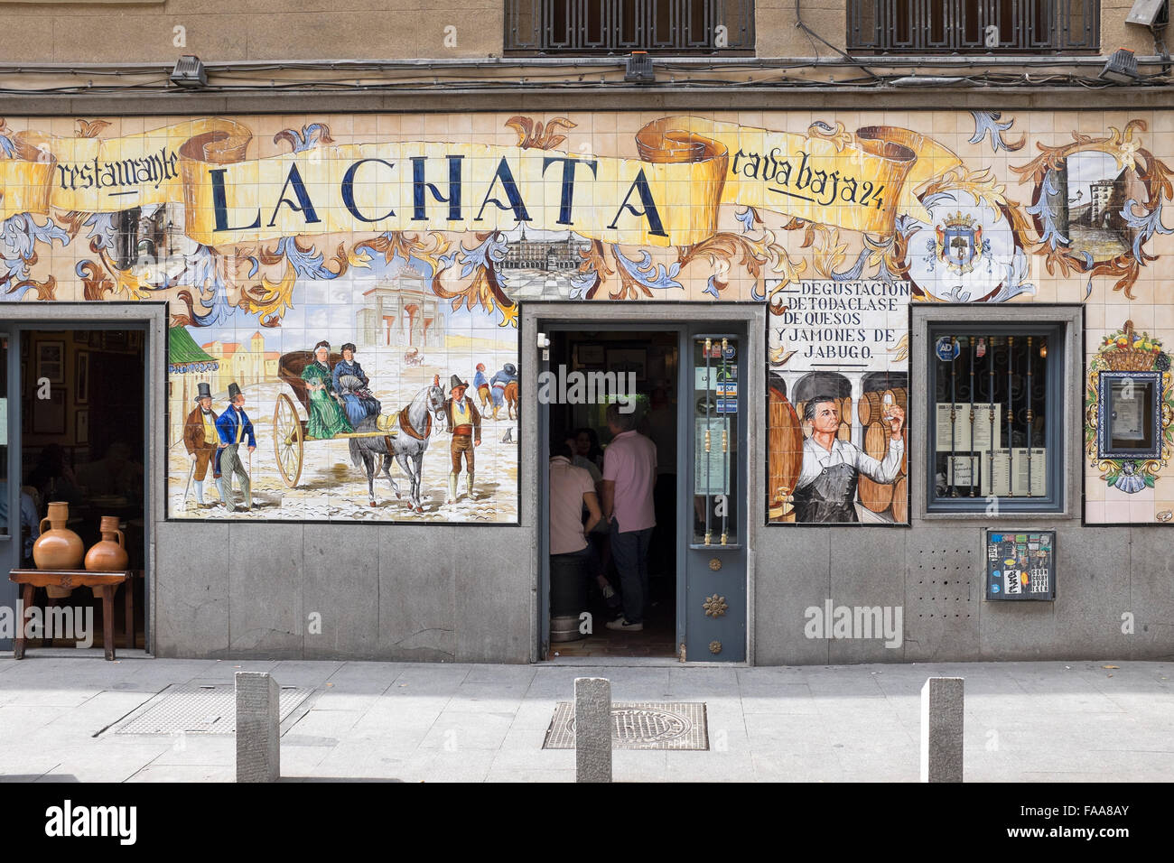 Painted Bar Tiles La Chata Restaurant Cafe Calle Cava Baja Madrid Stock ...