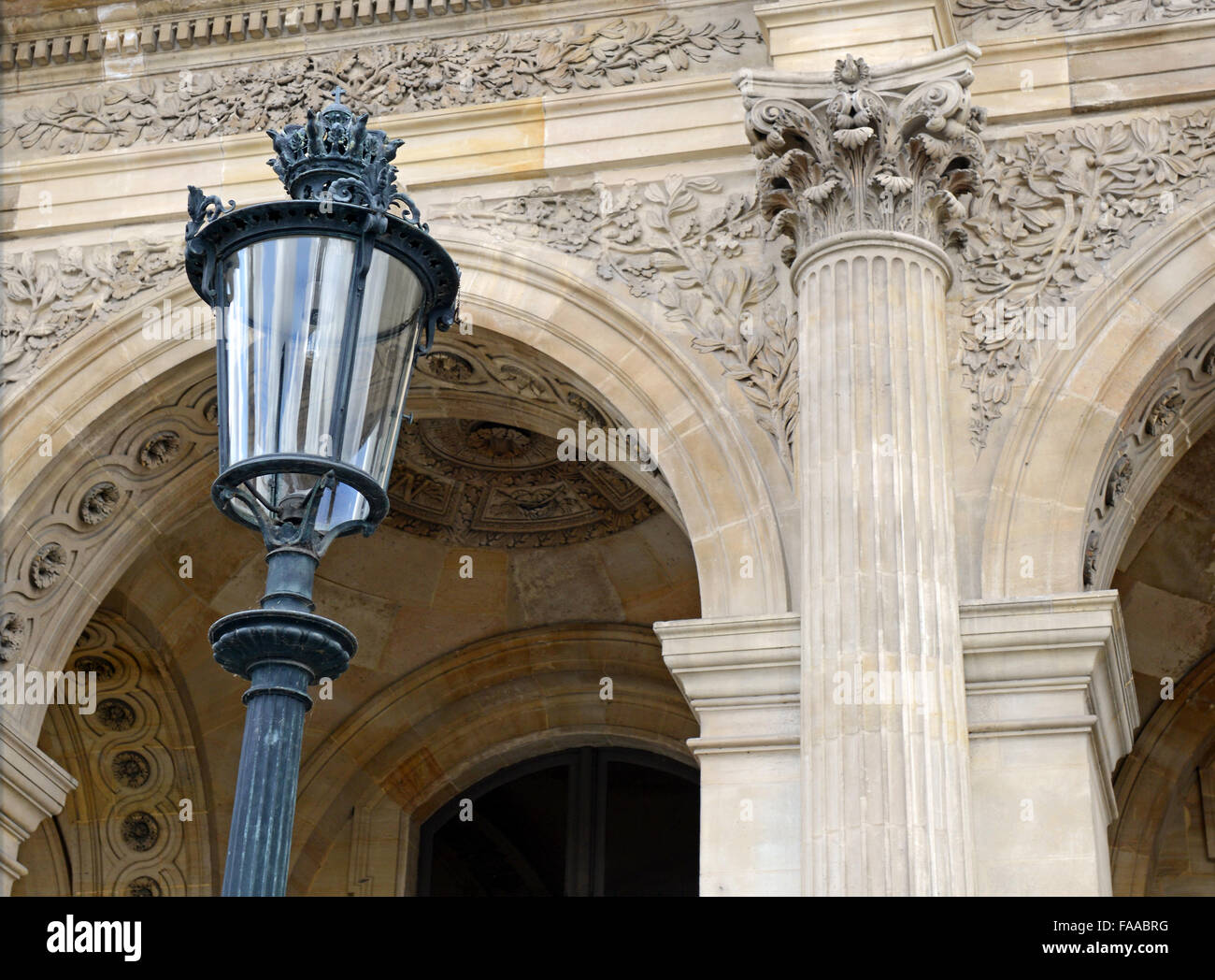 Architecture with columns and light post, Paris, France Stock Photo - Alamy