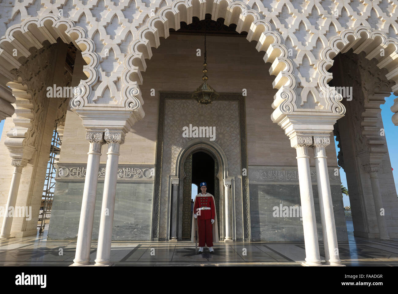 Guardsman in old Maghrebian uniform, Mausoleum of Mohammed V, UNESCO ...