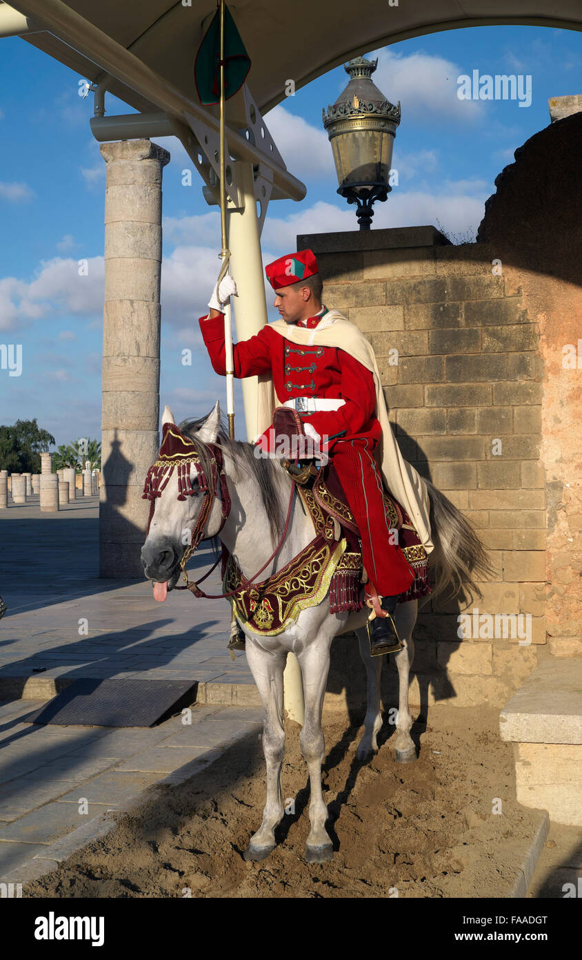 Guardsman in old Maghrebian uniform, Mausoleum of Mohammed V, UNESCO ...