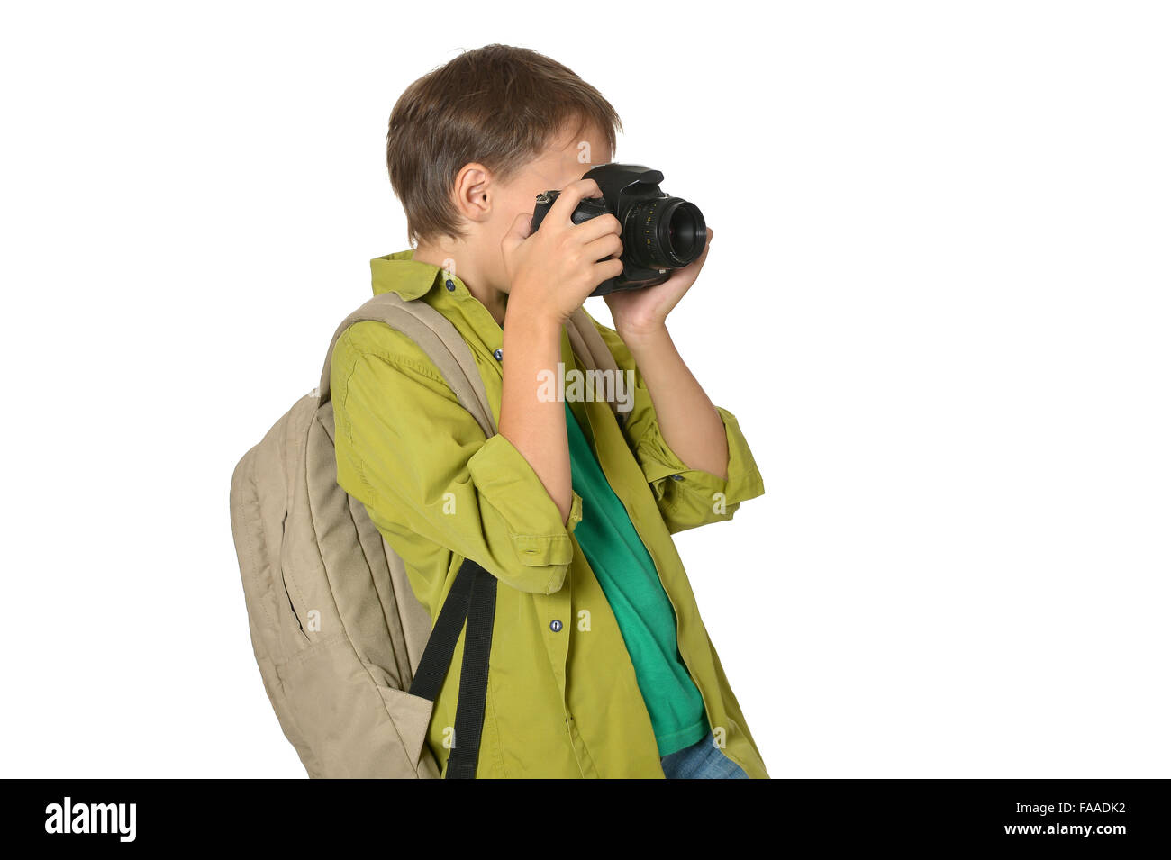 Boy with camera Stock Photo - Alamy