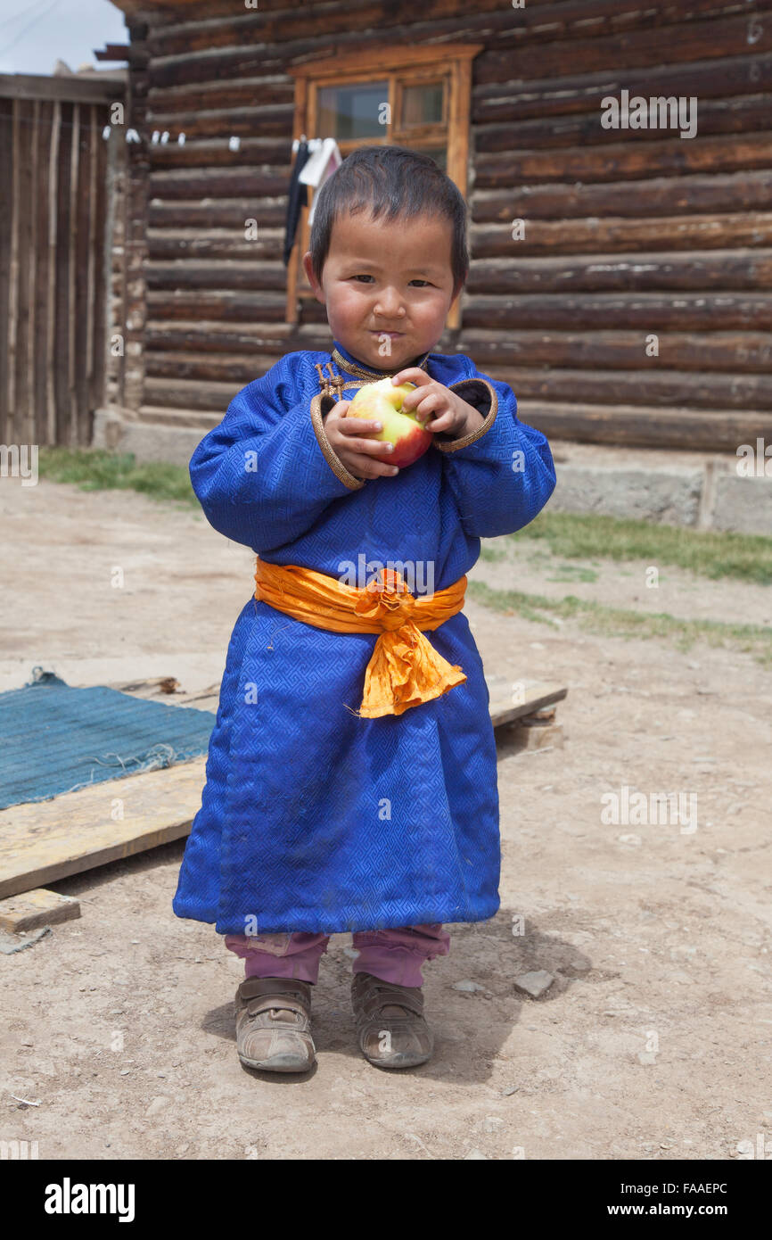 Mongolian boy in traditional national dress Stock Photo - Alamy