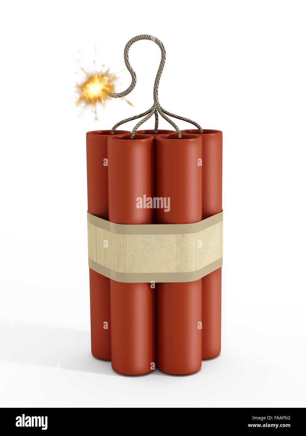 Dynamite with a burning fuse isolated on white background Stock Photo ...