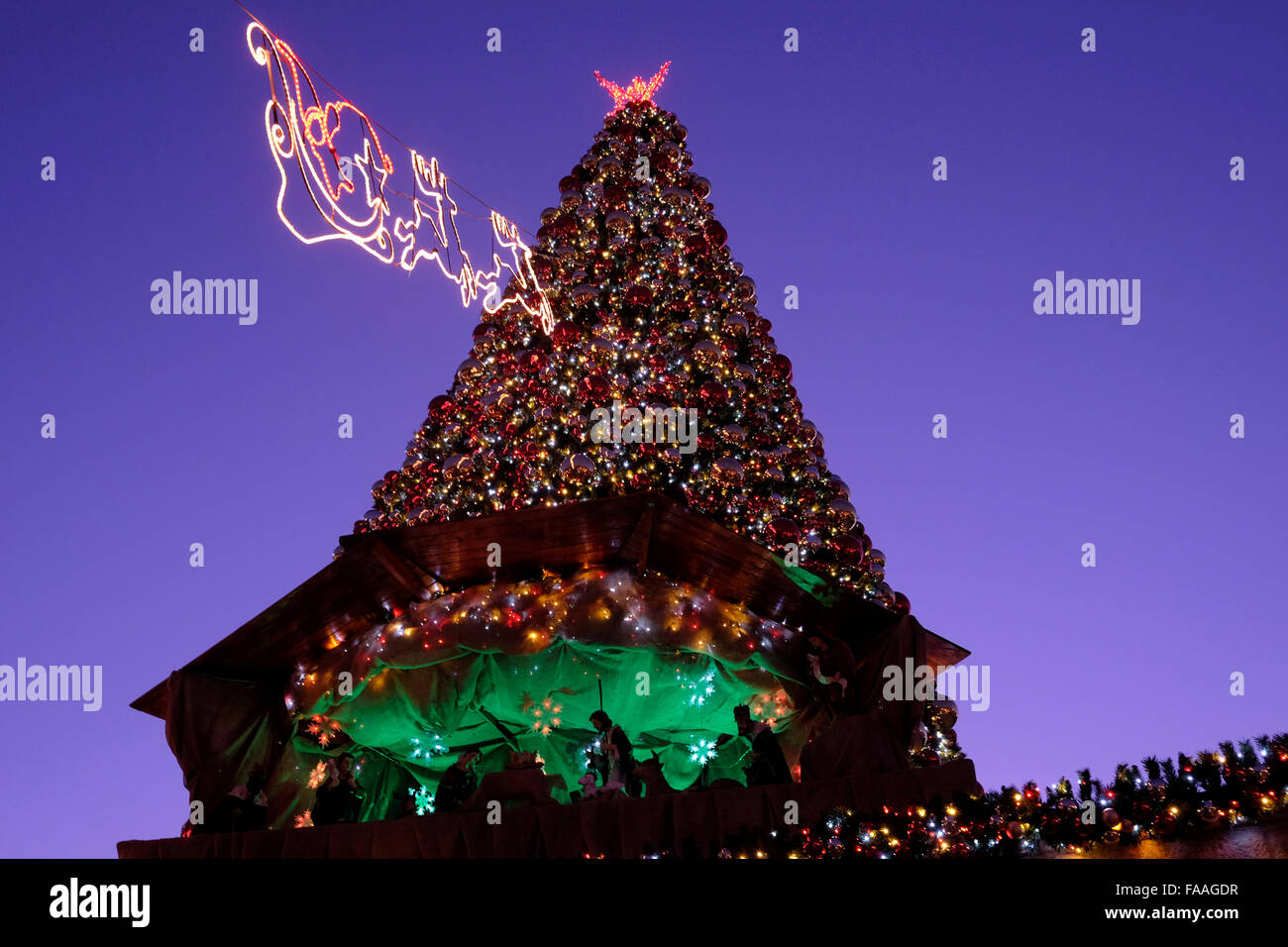 a fully decorated Christmas tree displayed in the Christian Quarter Old ...