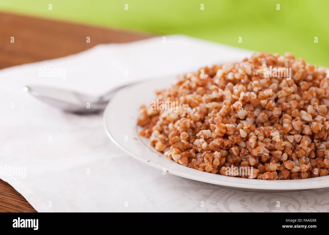 The boiled buckwheat cereal in plate Stock Photo - Alamy