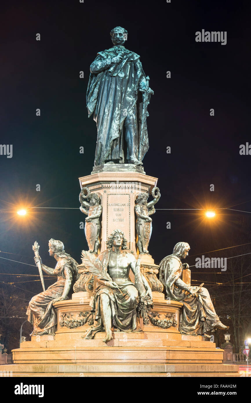 Monument of King Max II in Munich, Maximilian street. The statue was ...