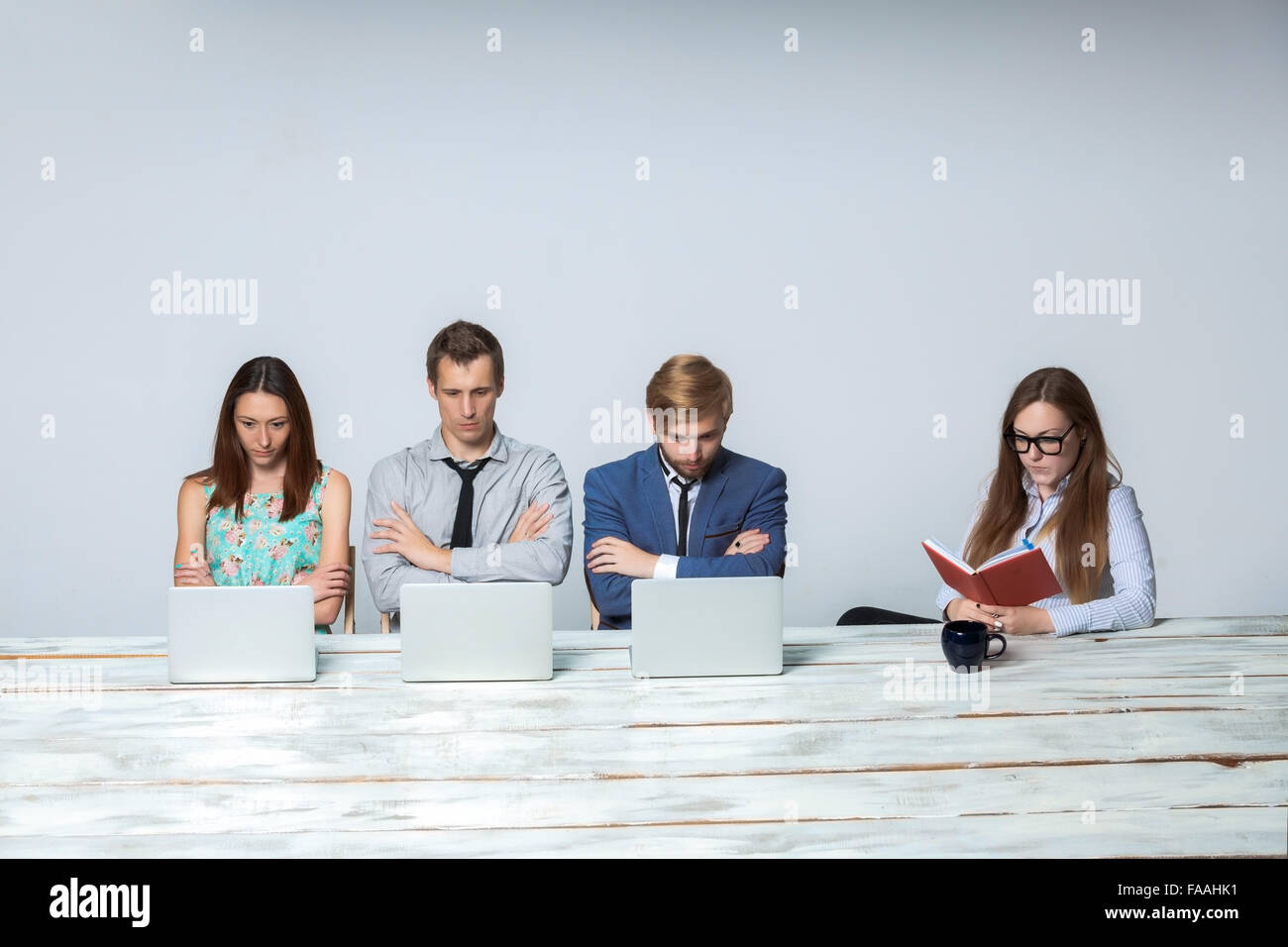 Business team working on their business project together at office ...