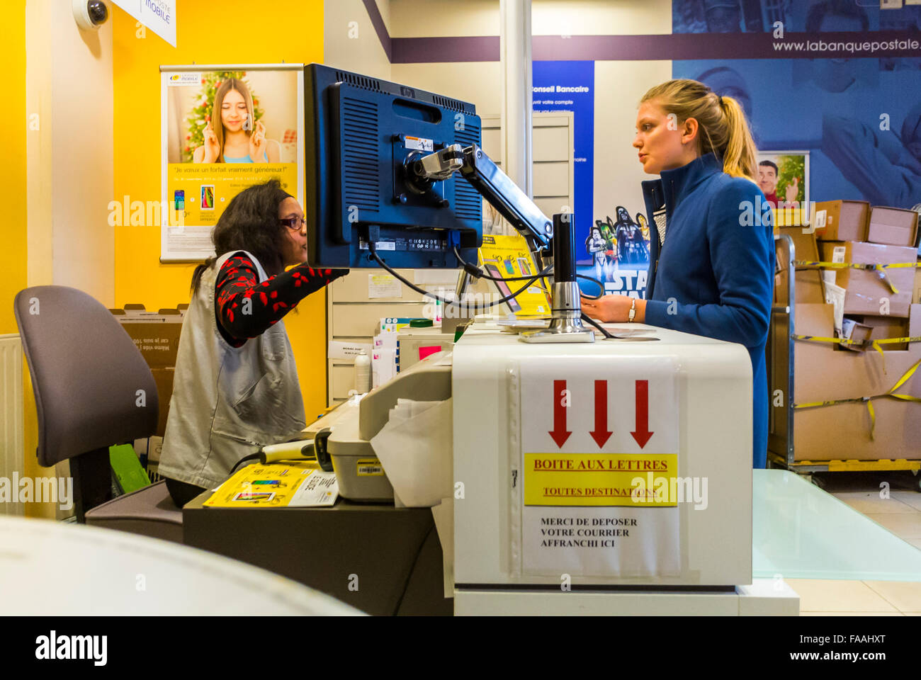 Paris, France, Women inside French Post Office, Speaking Clerk, at ...
