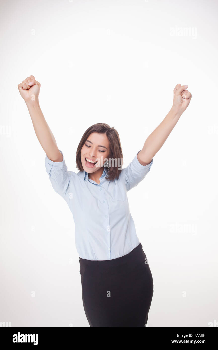 successful business woman on white background Stock Photo - Alamy