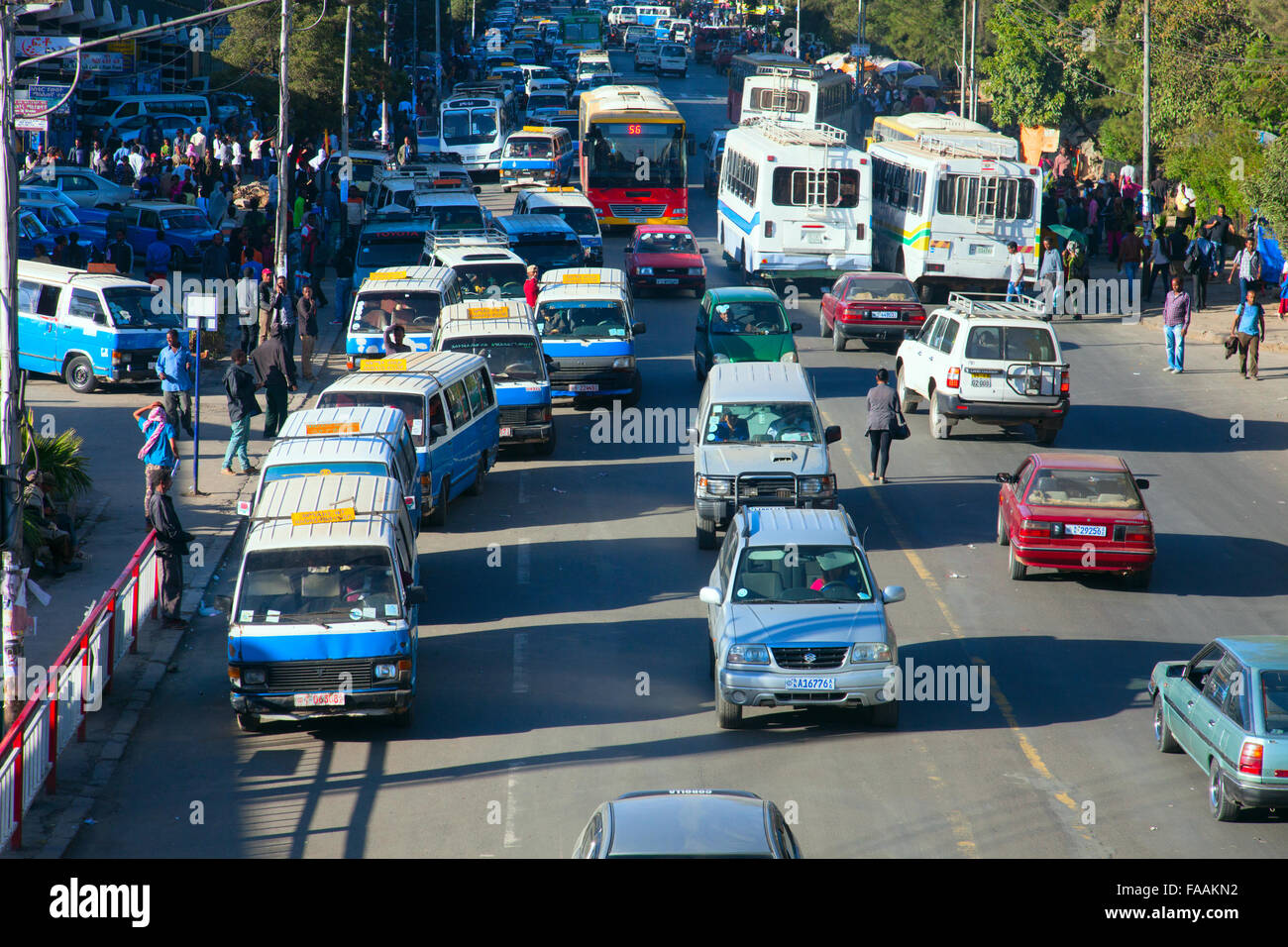 ETHIOPIA ADDIS ABABA DECEMDER 12,2013. Streets of the capital in ...