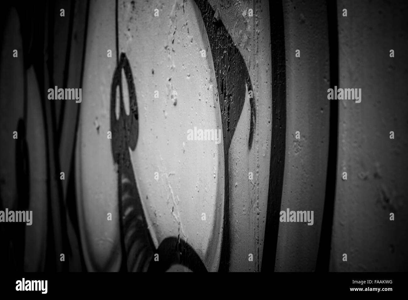 black ink grafitti design in city wall, street art segment Stock Photo ...