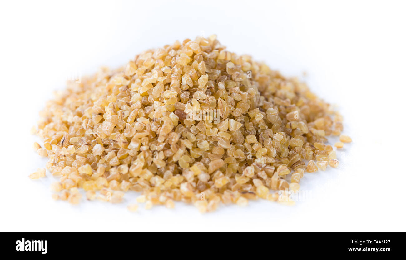 Raw Bulgur (close-up shot) isolated on white background Stock Photo - Alamy