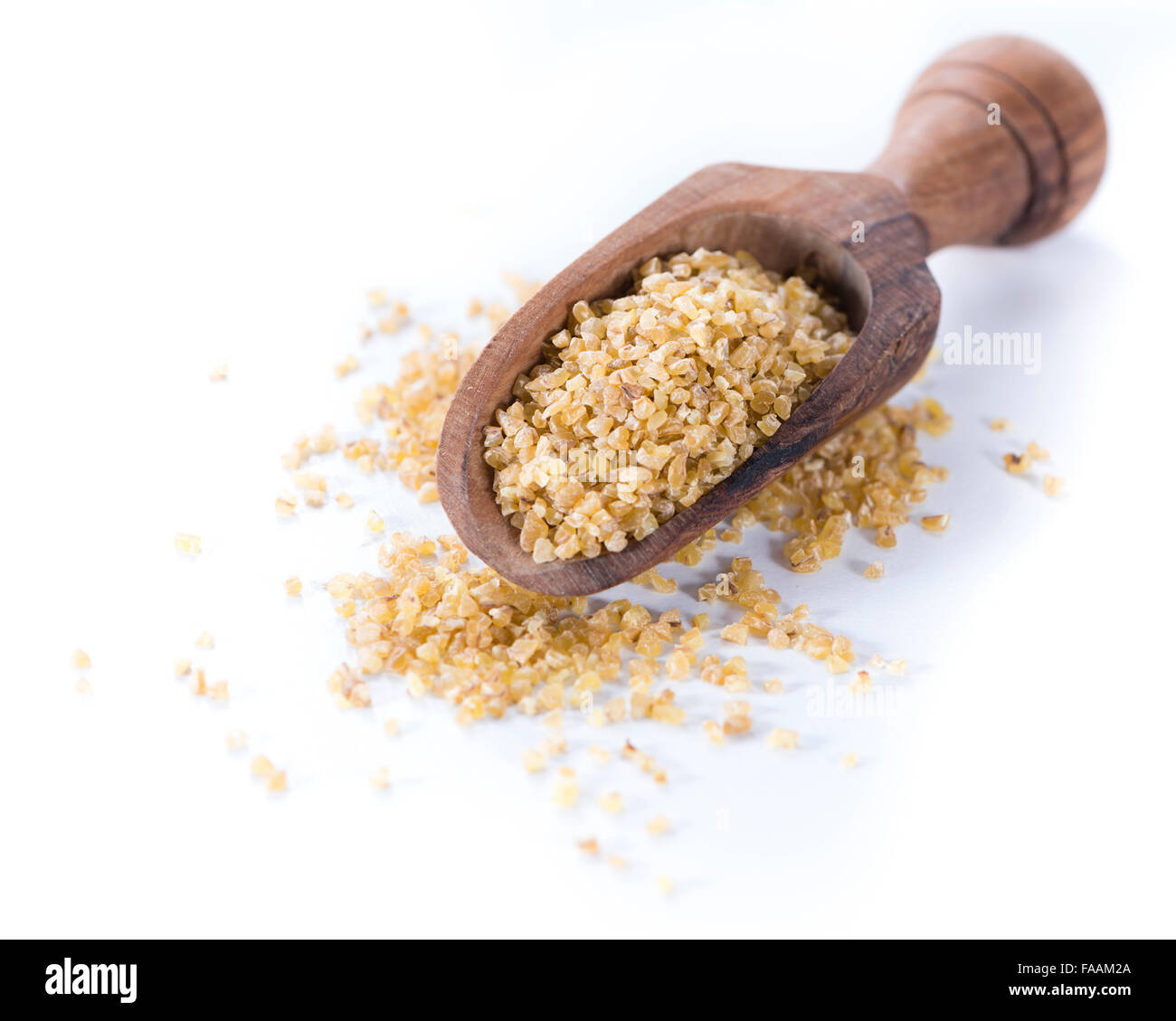 Raw Bulgur (close-up shot) isolated on white background Stock Photo - Alamy