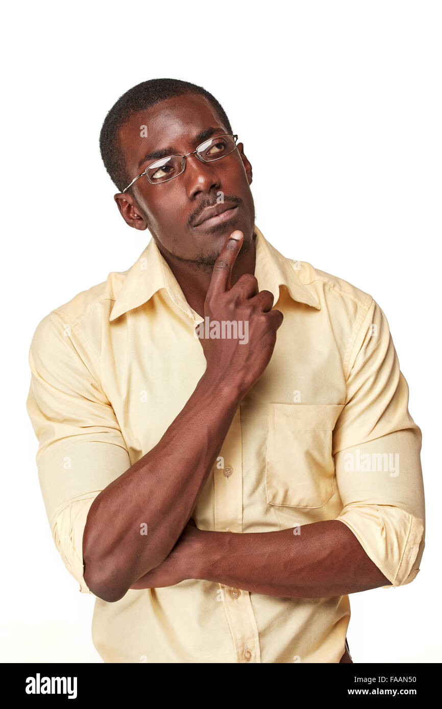 Young black african man thinking and reminiscing about something Stock ...