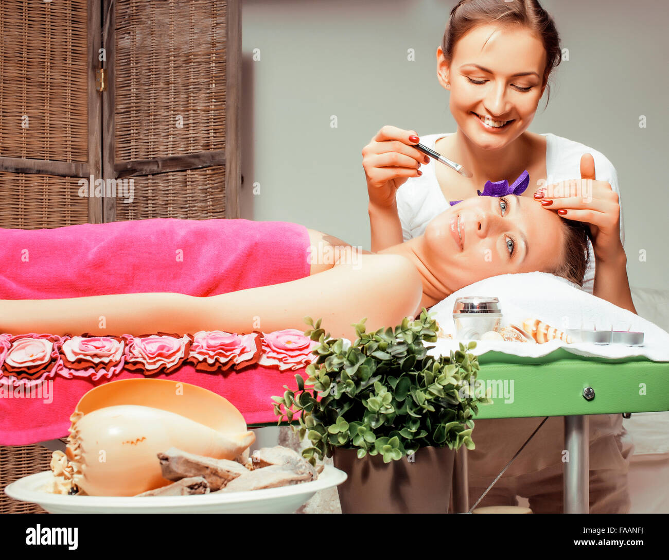 stock photo attractive lady getting spa treatment in salon, massage ...