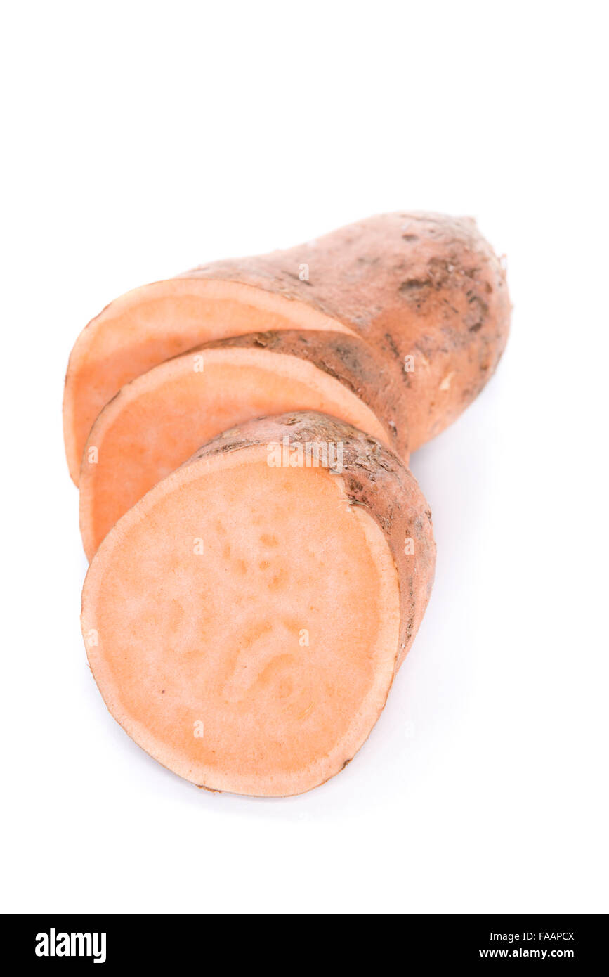 Sweet Potato (close-up shot) isolated on white background Stock Photo ...