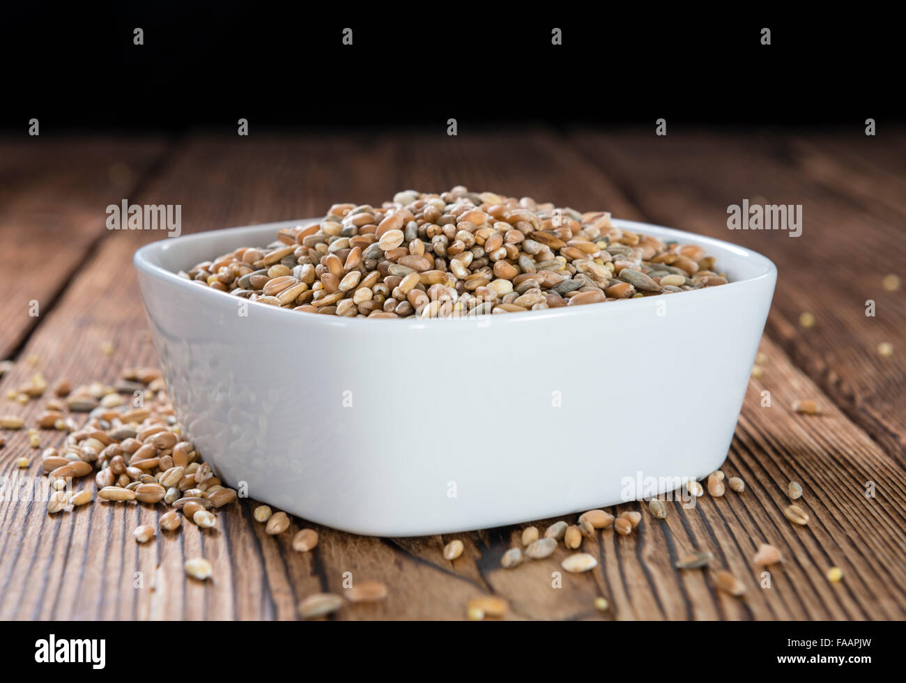Mixed Cereals(wheat, rye, barley, oatand millet) on vintage wooden ...