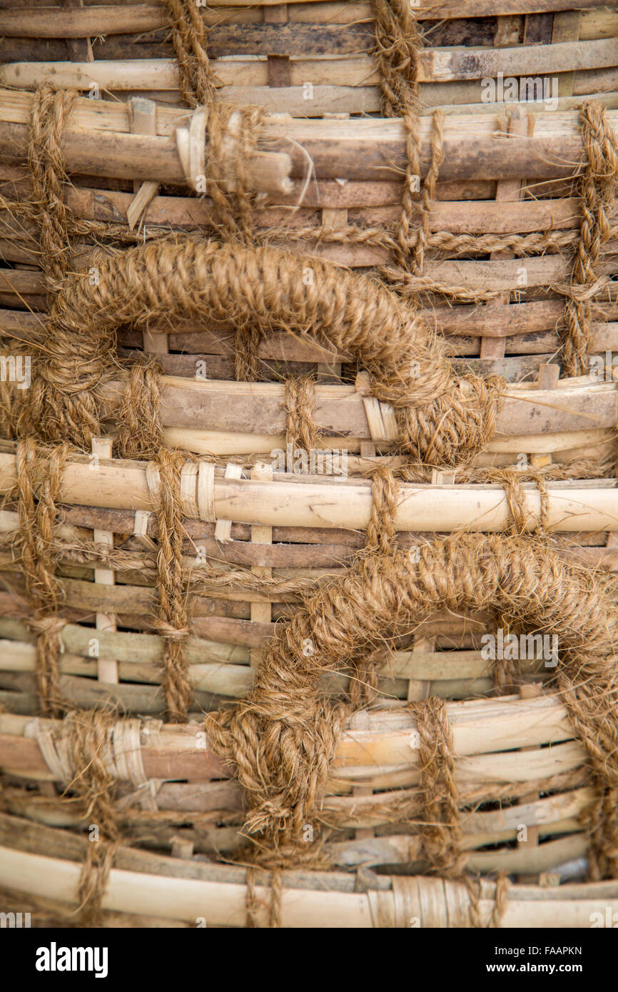 Straw baskets on the market in Verkala, India Stock Photo - Alamy
