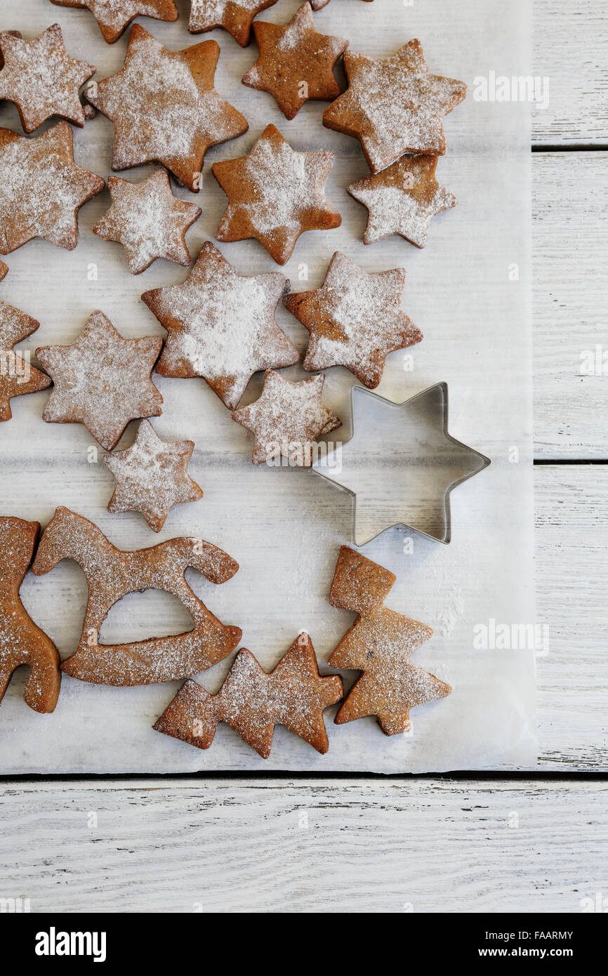 xmas gingerbread cookies, food top view Stock Photo - Alamy