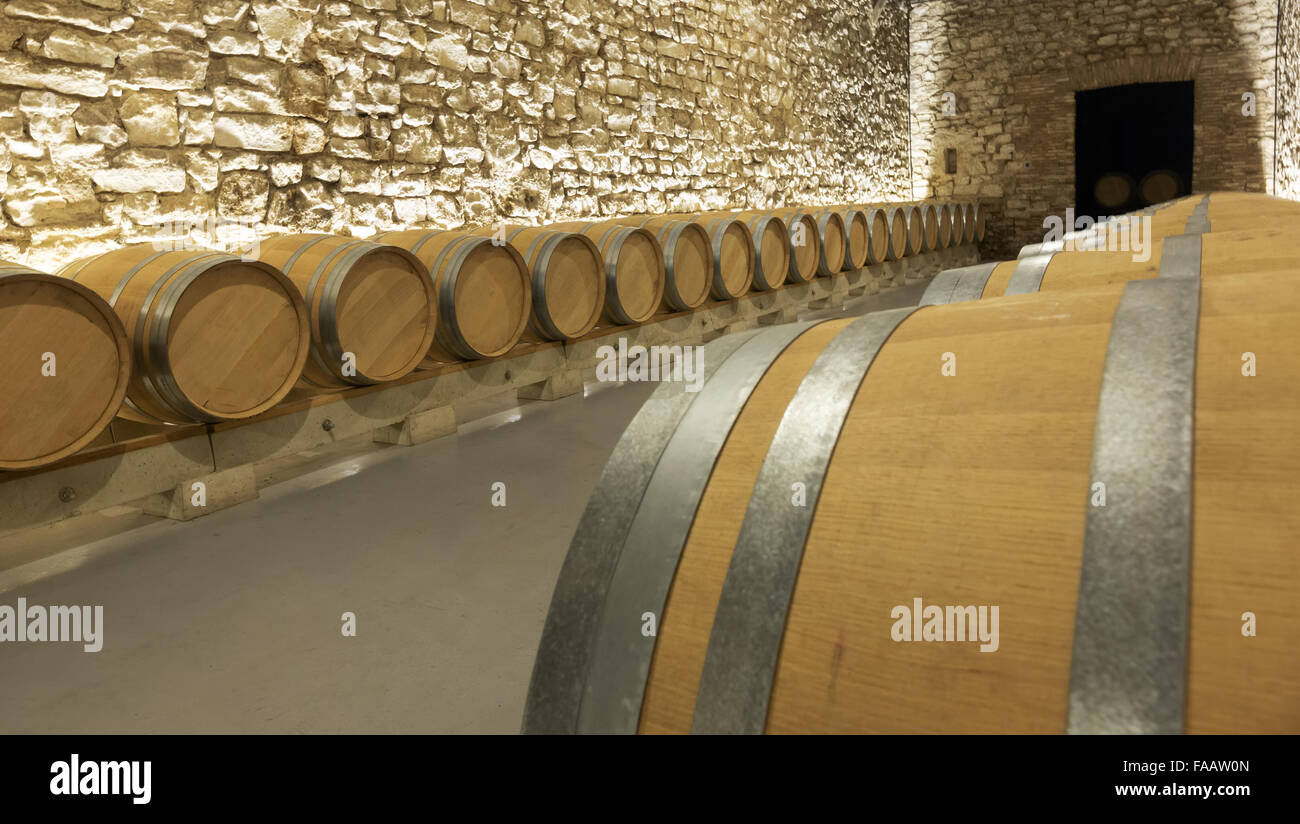 winery with many wooden barrels Stock Photo - Alamy