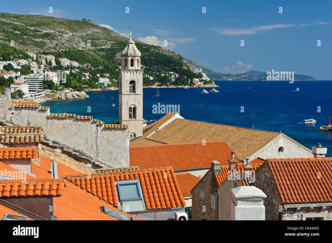 Scenic view of red tiles rooftops of traditional buildings and churches ...