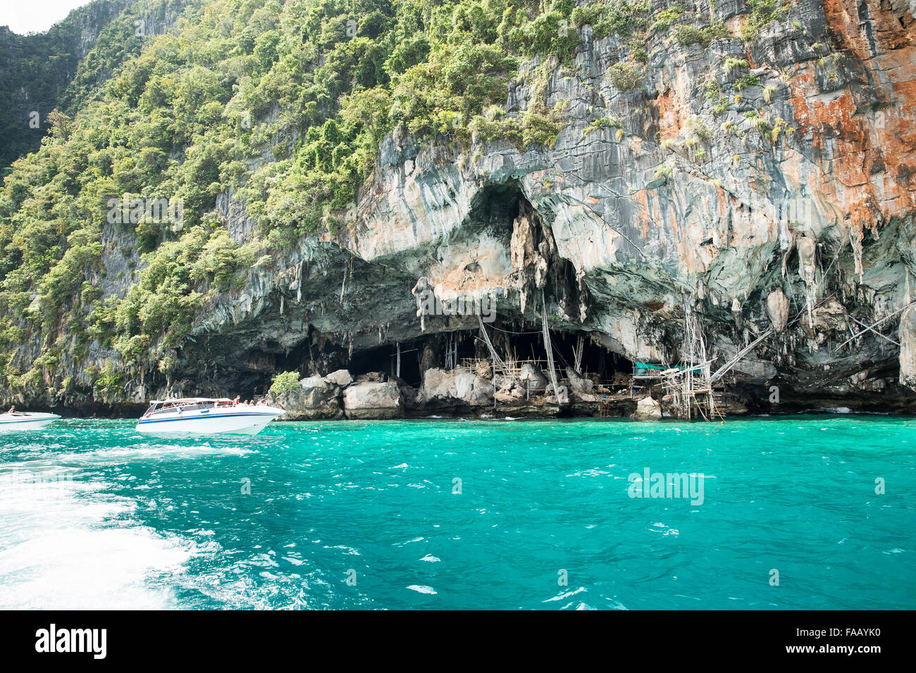 Viking cave where bird's nests (swallow) collected. Phi-Phi Leh island ...