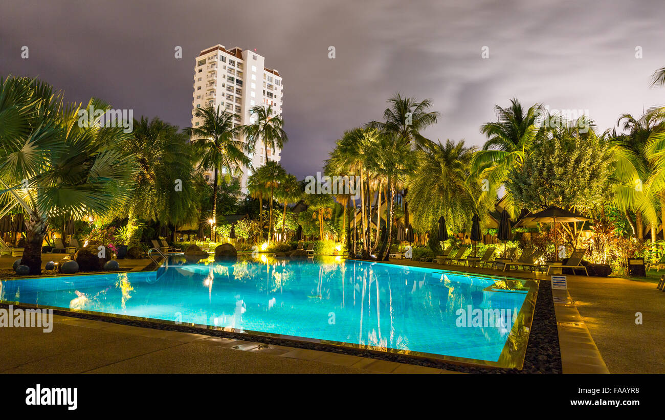night view of beautiful swimming pool in tropical resort , Phuket, Thailand Stock Photo - Alamy