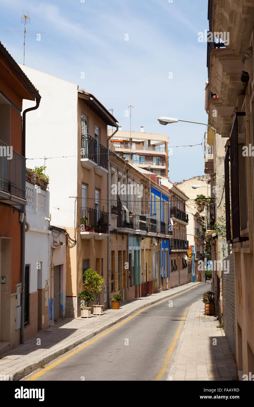 Old street in spanish city. Alicante, Spain Stock Photo - Alamy