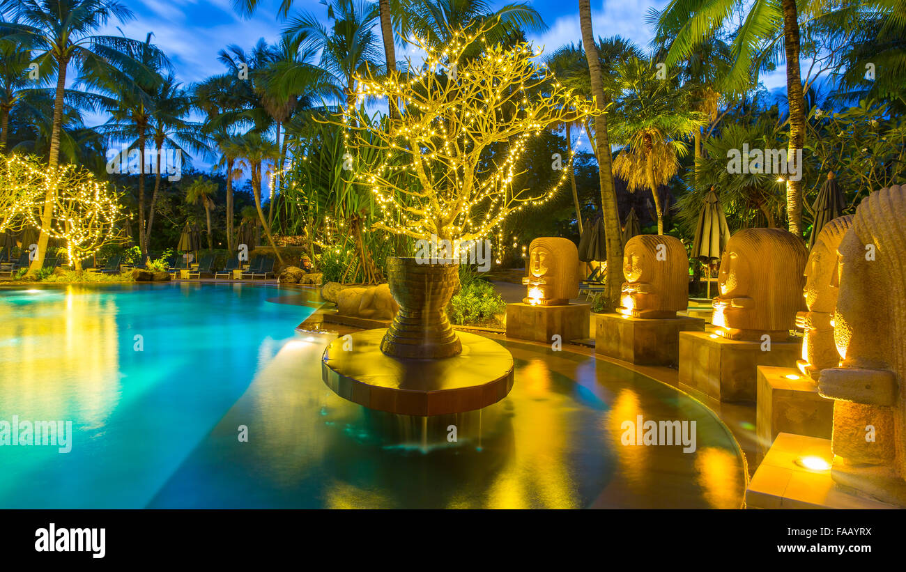 night view of beautiful swimming pool in tropical resort , Phuket, Thailand Stock Photo - Alamy