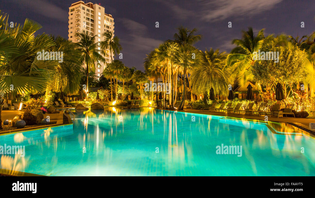 night view of beautiful swimming pool in tropical resort , Phuket, Thailand Stock Photo - Alamy